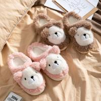 China hot sales female Slippers Adult Winter Indoor Soft Bottom Household Antiskid Cartoon Lovely Couple Warm soft Plush Slippers for sale