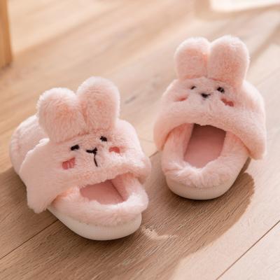 China New Design Cartoon Cute Rabbit Home Slippers Women Winter Rabbit Hair Warm Anti-Slip Plush Comfort fluffy fur house Shoes for sale