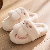 China New Design Cartoon Cute Rabbit Home Slippers Women Winter Rabbit Hair Warm Anti-Slip Plush Comfort fluffy fur house Shoes for sale
