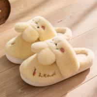 China New Design Cartoon Cute Rabbit Home Slippers Women Winter Rabbit Hair Warm Anti-Slip Plush Comfort fluffy fur house Shoes for sale