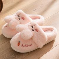 China New Design Cartoon Cute Rabbit Home Slippers Women Winter Rabbit Hair Warm Anti-Slip Plush Comfort fluffy fur house Shoes for sale