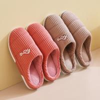 China New design 2021 indoor and outdoor letter decoration slippers soft Flannel thermal Half-Pack Heel winter shoes for sale