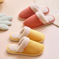 China 2021 New Design Corduroy Couple Home indoor Slippers Female Candy Color Thermal Hard-Wearing Casual Shoes for sale
