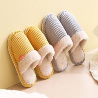 China 2021 New Design Corduroy Couple Home indoor Slippers Female Candy Color Thermal Hard-Wearing Casual Shoes for sale