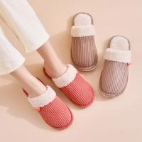 China 2021 New Design Corduroy Couple Home indoor Slippers Female Candy Color Thermal Hard-Wearing Casual Shoes for sale
