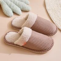 China 2021 New Design Corduroy Couple Home indoor Slippers Female Candy Color Thermal Hard-Wearing Casual Shoes for sale