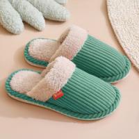 China 2021 New Design Corduroy Couple Home indoor Slippers Female Candy Color Thermal Hard-Wearing Casual Shoes for sale
