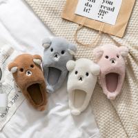 China Hot sales Popular Winter Warm ladies Home slipper Plush cute Bear house shoes women fluffy soft floor slipper for sale
