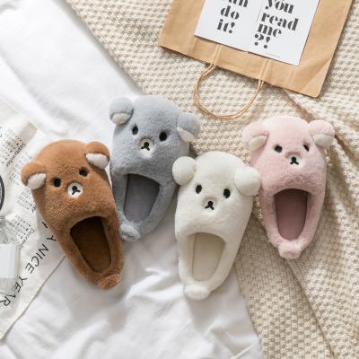 China Hot sales Popular Winter Warm ladies Home slipper Plush cute Bear house shoes women fluffy soft floor slipper for sale