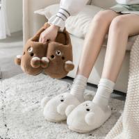 China Hot sales Popular Winter Warm ladies Home slipper Plush cute Bear house shoes women fluffy soft floor slipper for sale
