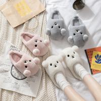China Hot sales Popular Winter Warm ladies Home slipper Plush cute Bear house shoes women fluffy soft floor slipper for sale