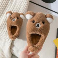 China Hot sales Popular Winter Warm ladies Home slipper Plush cute Bear house shoes women fluffy soft floor slipper for sale