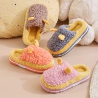 China New arrival 3D Cartoon Antlers Children Slippers Fashion Cute Warm Non-Slip Baby House Indoor Slippers faux fur for sale
