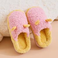 China New arrival 3D Cartoon Antlers Children Slippers Fashion Cute Warm Non-Slip Baby House Indoor Slippers faux fur for sale