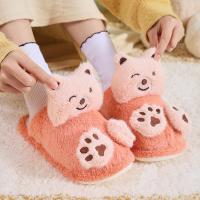China 2021 New Design Winter Cartoon Bear Couple Slippers Female Cute  Plush Thermal Non-slip Home indoor Shoes for sale