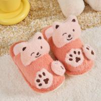 China 2021 New Design Winter Cartoon Bear Couple Slippers Female Cute  Plush Thermal Non-slip Home indoor Shoes for sale