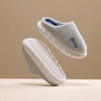 China 2021 Winter New Design Tweed house Shoes Women Warm Simple Style Thermal Thickened Bottom Couple Home indoor Slippers for sale