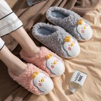 China Breathable plush new winter Flat bottom house shoes cartoon thermal indoor bedroom leisure slipper ladies for sale