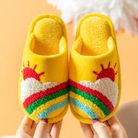 China Children Cartoon Cute Rainbow home Slippers Boys And Girls skin-friendly Plush Warm Non-Slip Home Indoor Shoes for sale