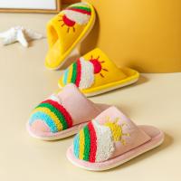 China Children Cartoon Cute Rainbow home Slippers Boys And Girls skin-friendly Plush Warm Non-Slip Home Indoor Shoes for sale