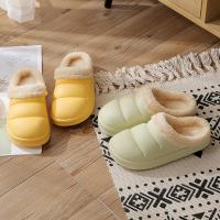 China Wholesale Custom 2021 Simply Winter  Women Waterproof indoor outdoor Slippers non-slip Warm Plush solid color EVA house shoes for sale