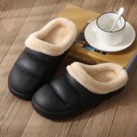 China Wholesale Custom 2021 Simply Winter  Women Waterproof indoor outdoor Slippers non-slip Warm Plush solid color EVA house shoes for sale