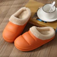 China Wholesale Custom 2021 Simply Winter  Women Waterproof indoor outdoor Slippers non-slip Warm Plush solid color EVA house shoes for sale