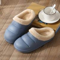 China Wholesale Custom 2021 Simply Winter  Women Waterproof indoor outdoor Slippers non-slip Warm Plush solid color EVA house shoes for sale