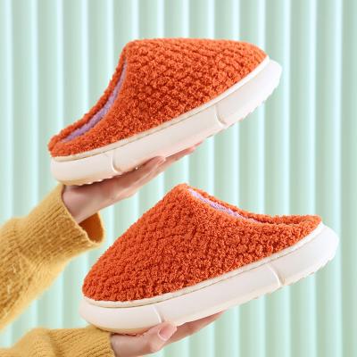China Manufacturer Custom logo Thick Bottom Couple Home Indoor Slipper Thermal Non-slip Plush house Shoes female fur slippers for sale