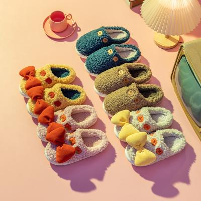 China Wholesale new Winter Female PVC Slippers cute apple and bow decoration Anti-slip Warm Home Indoor slippers for sale