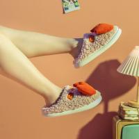China Wholesale new Winter Female PVC Slippers cute apple and bow decoration Anti-slip Warm Home Indoor slippers for sale
