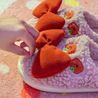 China Wholesale new Winter Female PVC Slippers cute apple and bow decoration Anti-slip Warm Home Indoor slippers for sale