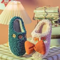 China Wholesale new Winter Female PVC Slippers cute apple and bow decoration Anti-slip Warm Home Indoor slippers for sale