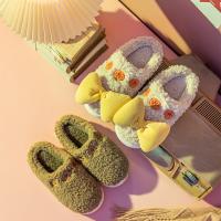 China Wholesale new Winter Female PVC Slippers cute apple and bow decoration Anti-slip Warm Home Indoor slippers for sale