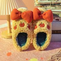 China Wholesale new Winter Female PVC Slippers cute apple and bow decoration Anti-slip Warm Home Indoor slippers for sale