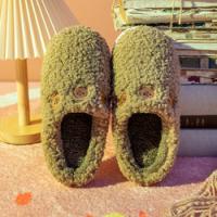 China Wholesale new Winter Female PVC Slippers cute apple and bow decoration Anti-slip Warm Home Indoor slippers for sale