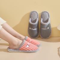 China Couple winter embroidery Slippers Women Comfort velvetThermal Hard-Wearing Corduroy upper Home indoor Shoes for sale