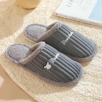 China Couple winter embroidery Slippers Women Comfort velvetThermal Hard-Wearing Corduroy upper Home indoor Shoes for sale