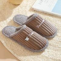 China Couple winter embroidery Slippers Women Comfort velvetThermal Hard-Wearing Corduroy upper Home indoor Shoes for sale