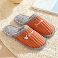 China Couple winter embroidery Slippers Women Comfort velvetThermal Hard-Wearing Corduroy upper Home indoor Shoes for sale