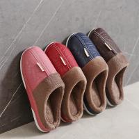 China Wholesale Custom 2021 New Design PU leather Couple Slippers Winter Casual Comfort Skid-friendly Warm Non-slip Female home Shoes for sale