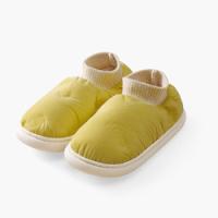 China 2021 Autumn Winter Simplicity Print Letter Down Elastic band TPR Slippers Women Non-slip Thermal Home Indoor Shoes for sale