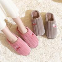 China 2021 Winter New Design Imitation Rabbit Fur Warm Hard-Wearing Women House Indoor Shoes female fur slippers for sale