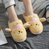 China New custom comfortable and beautiful Women shoes cute delicate plush fabric pvc material sole Thermal couple slippers for sale