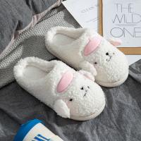China New custom comfortable and beautiful Women shoes cute delicate plush fabric pvc material sole Thermal couple slippers for sale