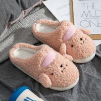 China New custom comfortable and beautiful Women shoes cute delicate plush fabric pvc material sole Thermal couple slippers for sale
