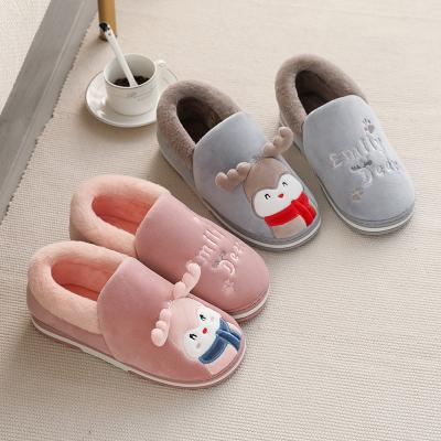 China New design female winter closed toe slippers Wholesale Anti-slip plush warm cute cartoon style ladies house shoes for sale