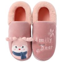 China New design female winter closed toe slippers Wholesale Anti-slip plush warm cute cartoon style ladies house shoes for sale