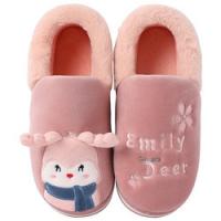 China New design female winter closed toe slippers Wholesale Anti-slip plush warm cute cartoon style ladies house shoes for sale