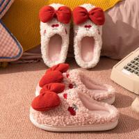 China Wholesale Women Home Slippers Fluffy bowknot Home Slippers For ladies Floor Slippers With Soft Bottom for sale